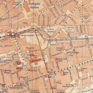 1897 Chester Antique City Map Street Map of Chester England's City ...
