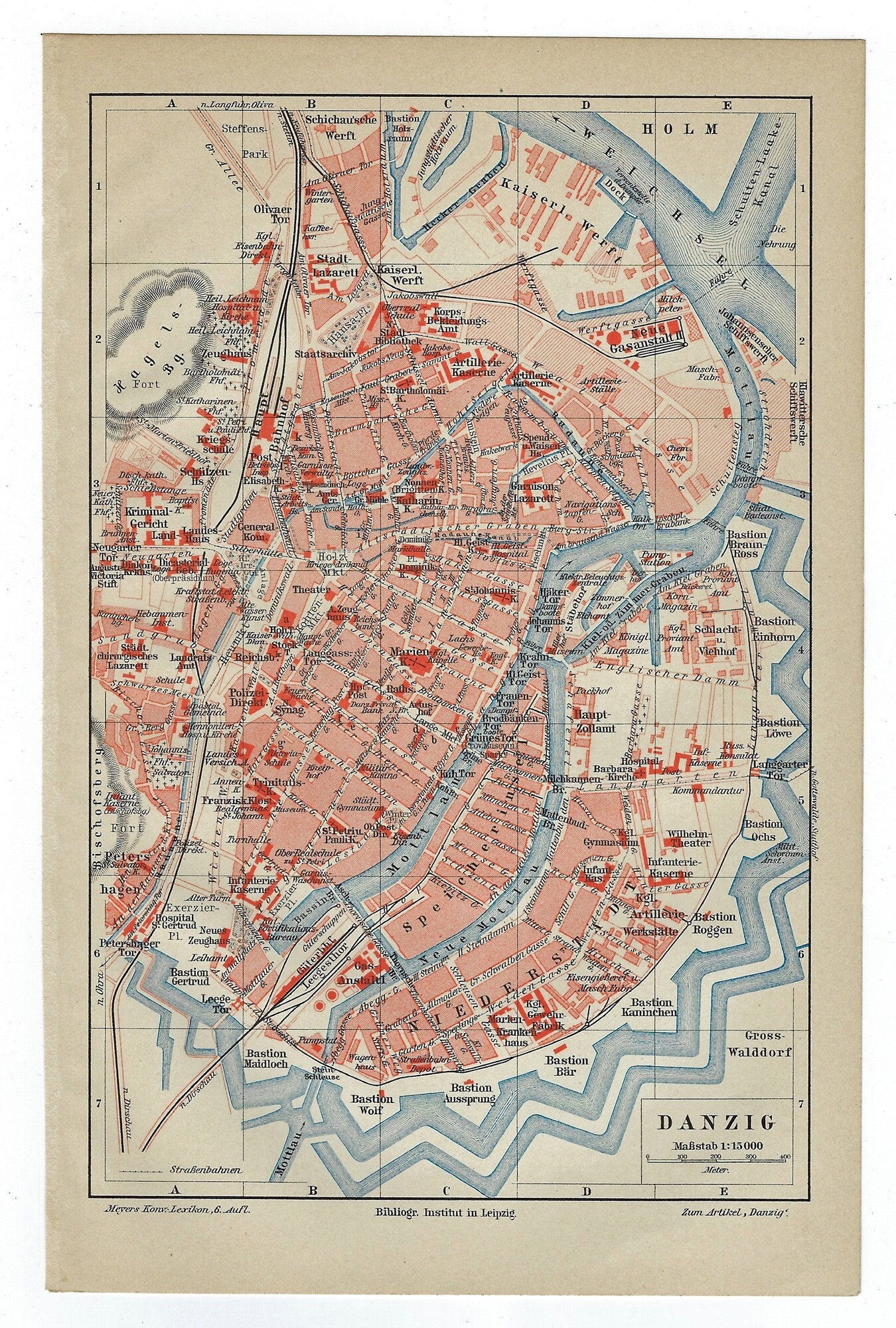 1903 Danzig City Map Gdansk Poland Map Antique Germany City Vintage ...