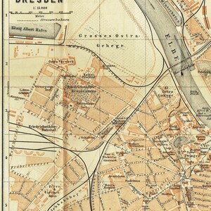 1904 DRESDEN Antique Map Vintage City Map Germany Wall Art Original ...