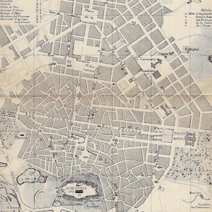1875 Athens City Map Vintage Athens Map Greece Wall Art Athens Map Wall ...