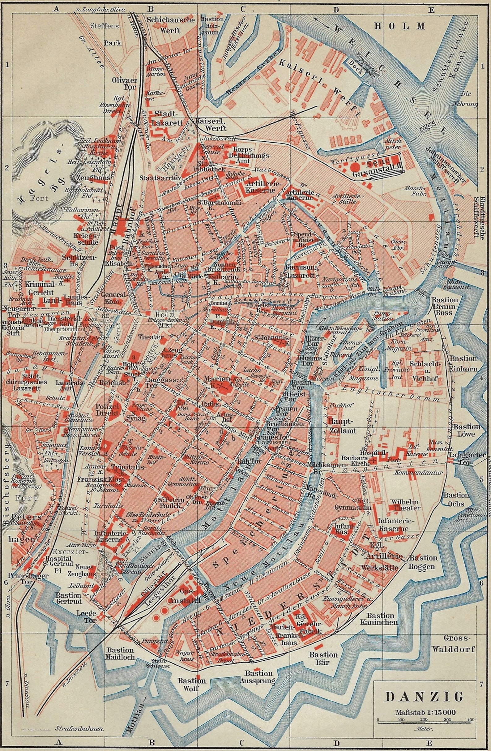 1903 Danzig City Map Gdansk Poland Map Antique Germany City Vintage ...