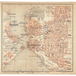 1897 - Antique PORTSMOUTH City Map Portsea Landport and Southsea Map ...