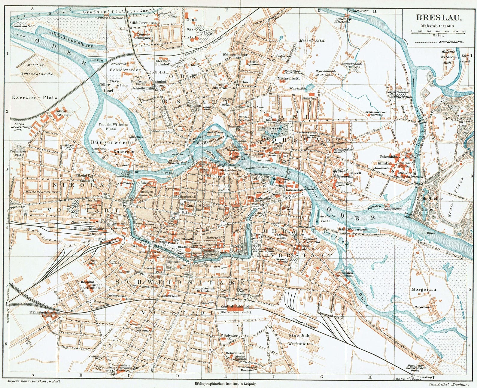 1903 WROCLAW City Map Poland Antique Map Vintage Street Map Old Town ...