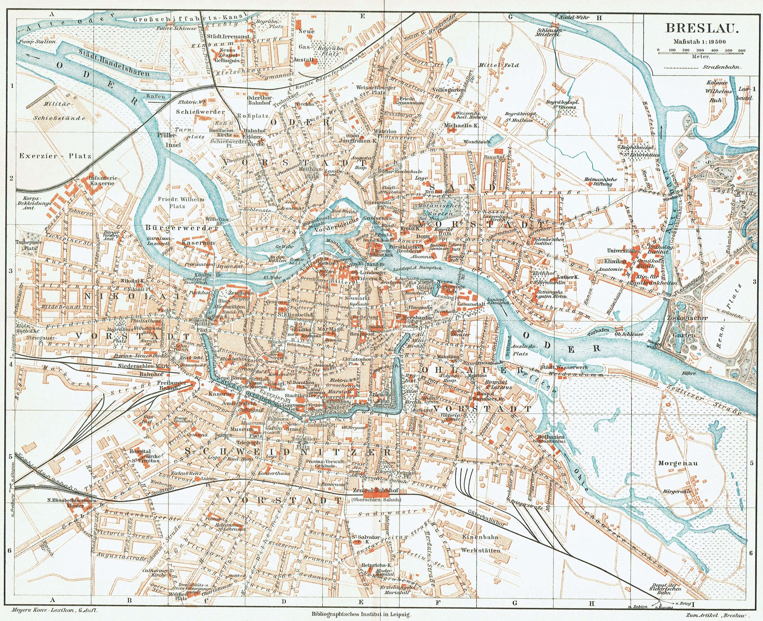 1903 WROCLAW City Map Poland Antique Map Vintage Street Map Old Town ...