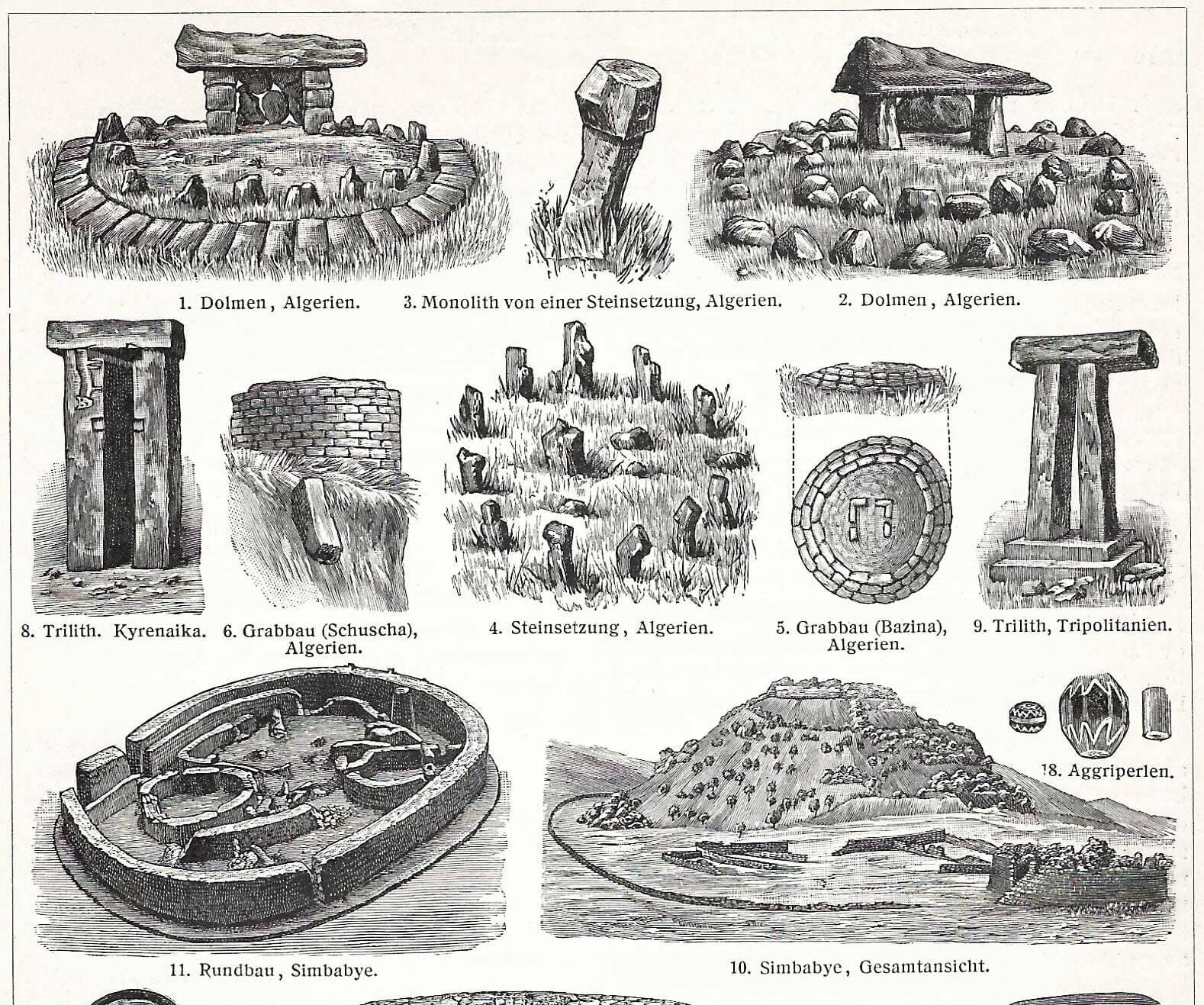 1903 Vintage Archaeology Print African Tools Dolmen Funerary Utensils ...