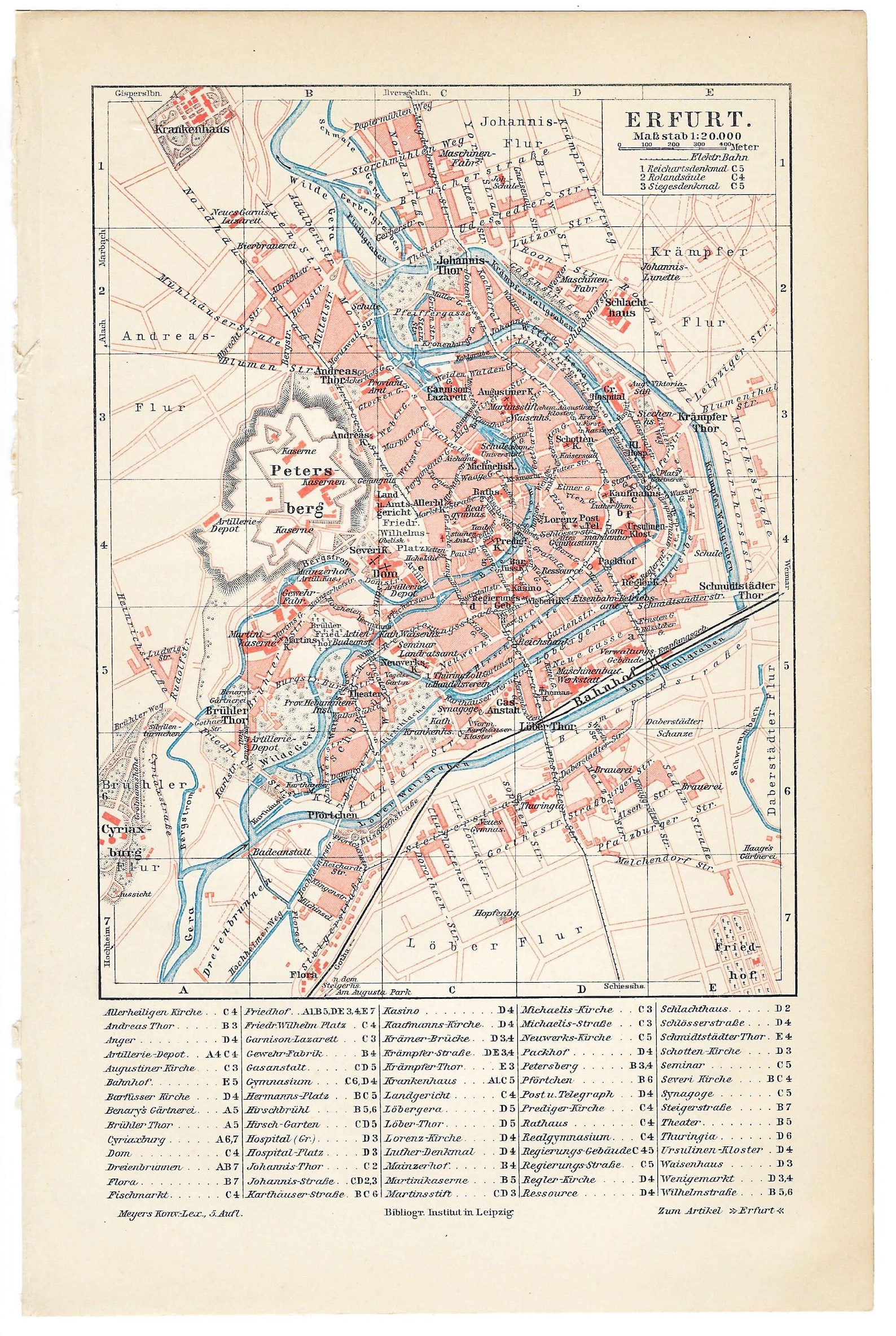 1897 Germany ERFURT City Map Vintage City Map Antique 19th Street Map ...