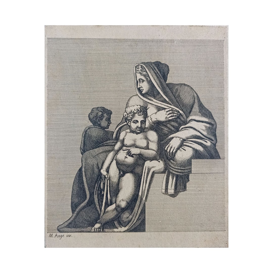 1585 Antique Original Print 16th Century Italian Engraving Lunette of ...