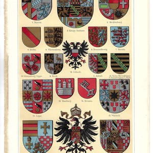 1903 Coats of Arms Print German Empire Escutcheons Vintage Heraldry ...