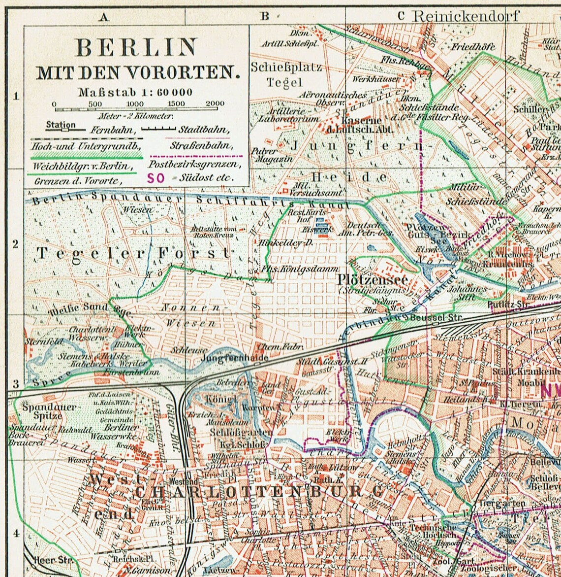 1903 BERLIN With the Suburbs, Germany. Antique City Plan. Vintage City ...