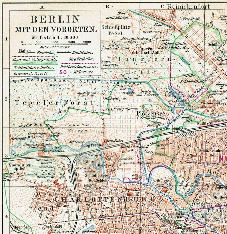 1903 BERLIN With the Suburbs, Germany. Antique City Plan. Vintage City ...