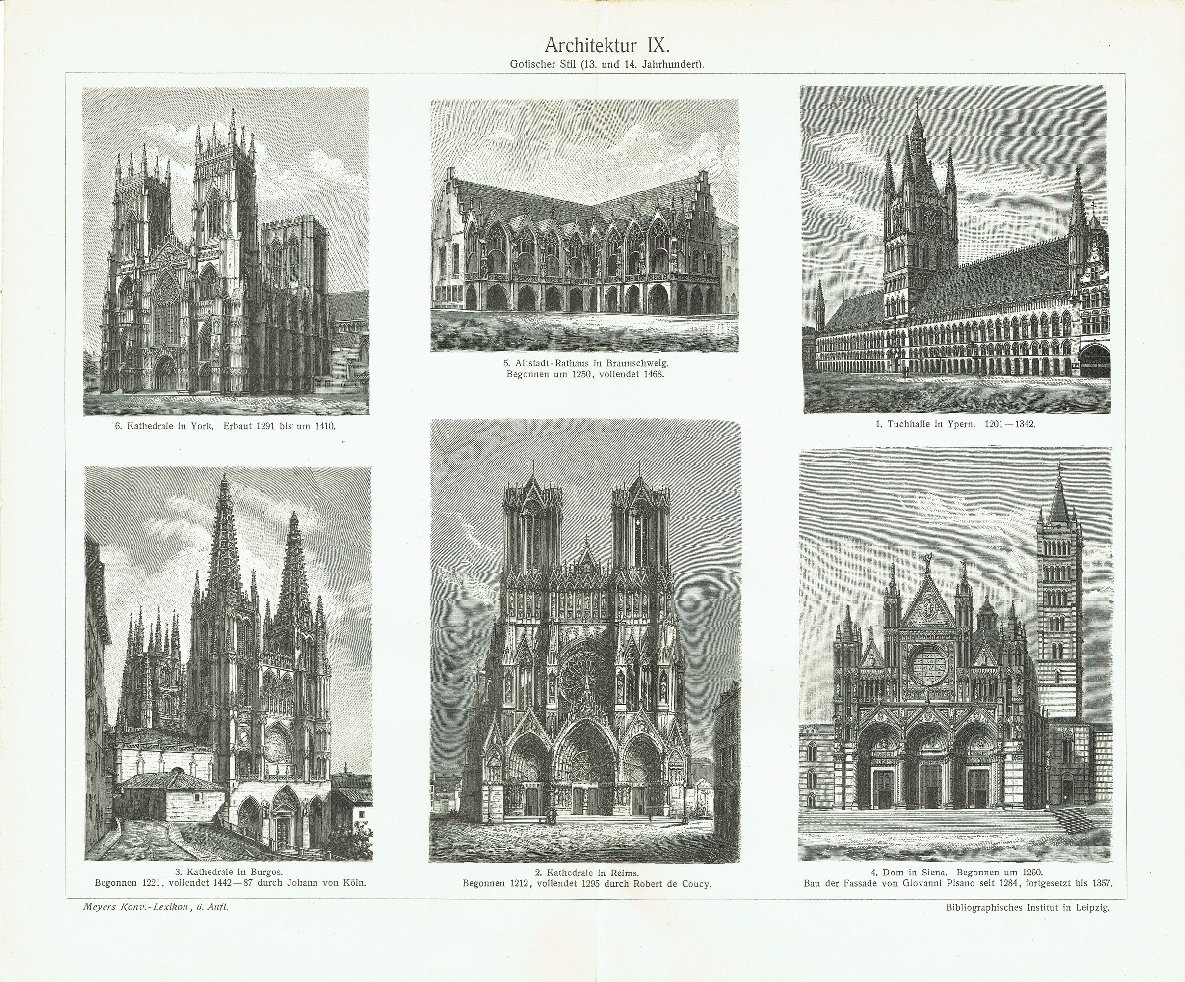 1897 GOTHIC Architecture Antique Print Architectural Wall Art Antique ...