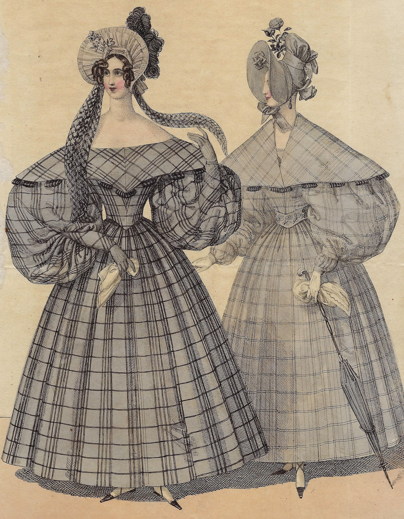 1835 VIENNA FASHION Antique Print. Original Women's Fashion Print. Hand ...