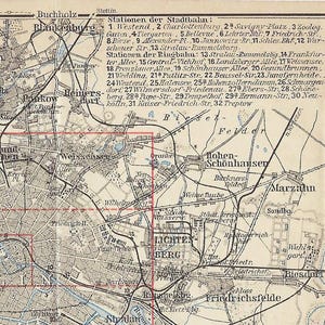 1914 BERLIN and Environs With the Railway Stations Antique Map Vintage ...