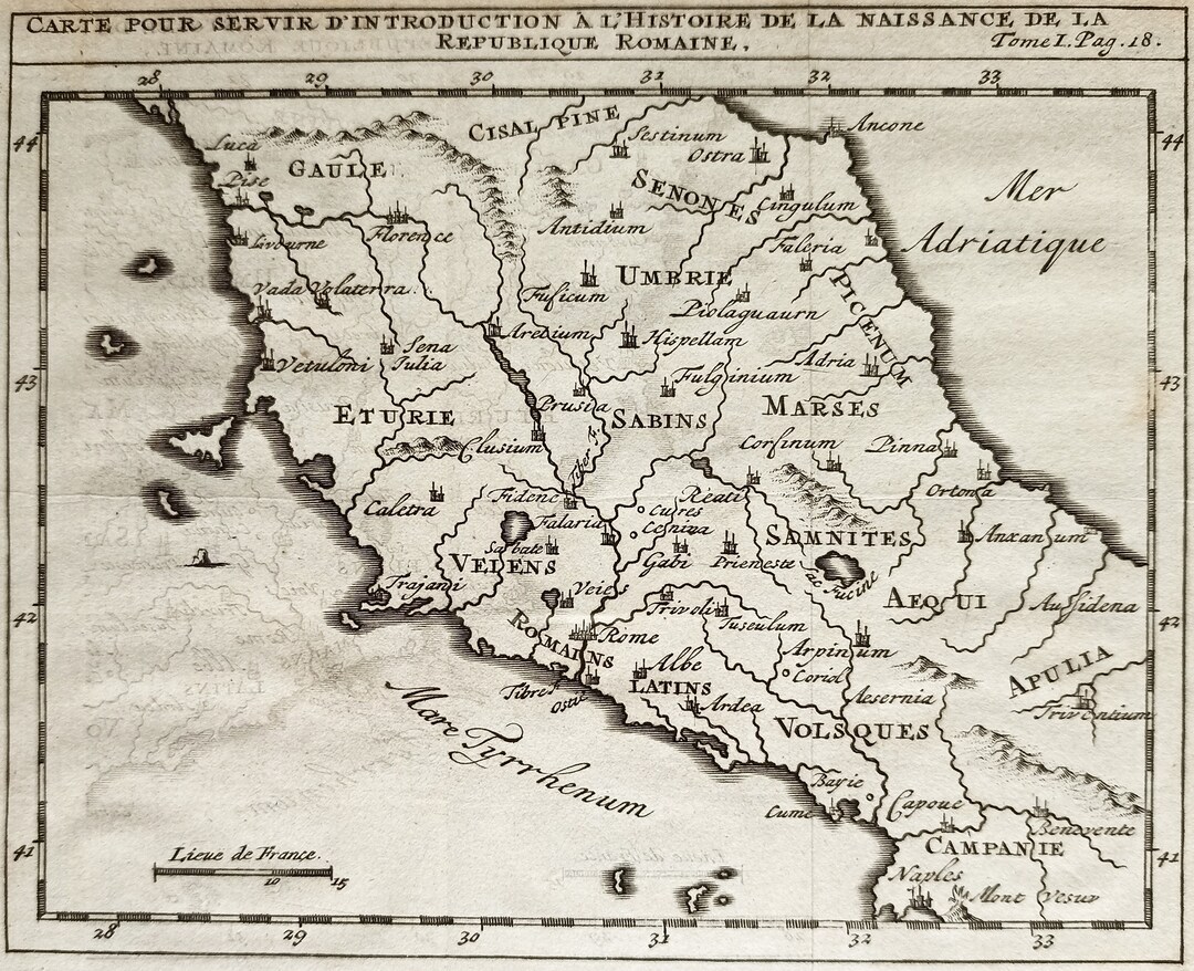 1743 ITALY Antique Map 18th Century Original Map Antique Italian Print ...