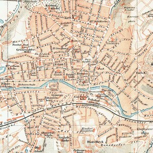 1893 WUPPERTAL, ELBERFED and BARMEN, Germany Antique City Map Vintage ...