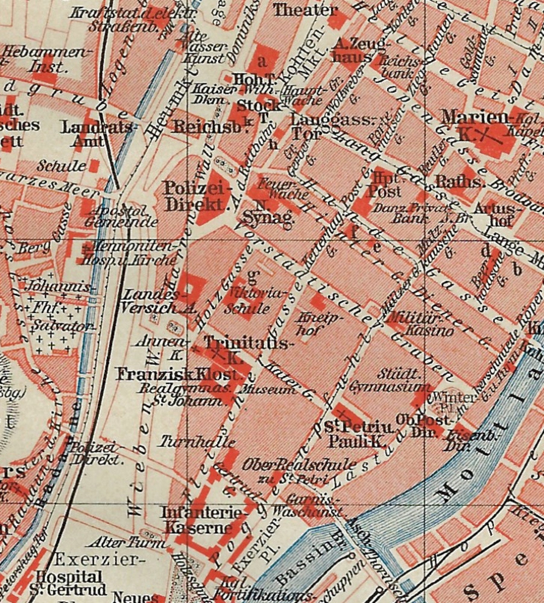 1903 Danzig City Map Gdansk Poland Map Antique Germany City Vintage ...