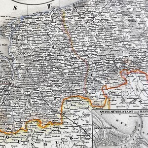 1849 GERMANY Antique Map of Pomerania Original Antique Print Stettin ...
