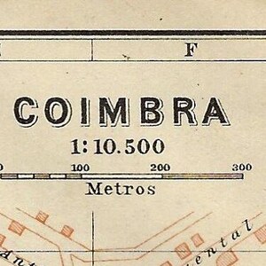 1913 COIMBRA, PORTUGAL Antique City Map Vintage Map Portuguese Town Map ...