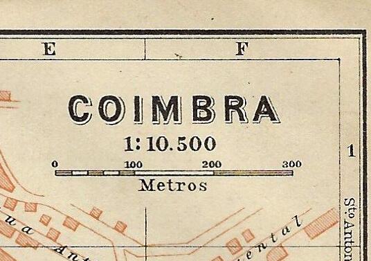 1913 COIMBRA, PORTUGAL Antique City Map Vintage Map Portuguese Town Map ...
