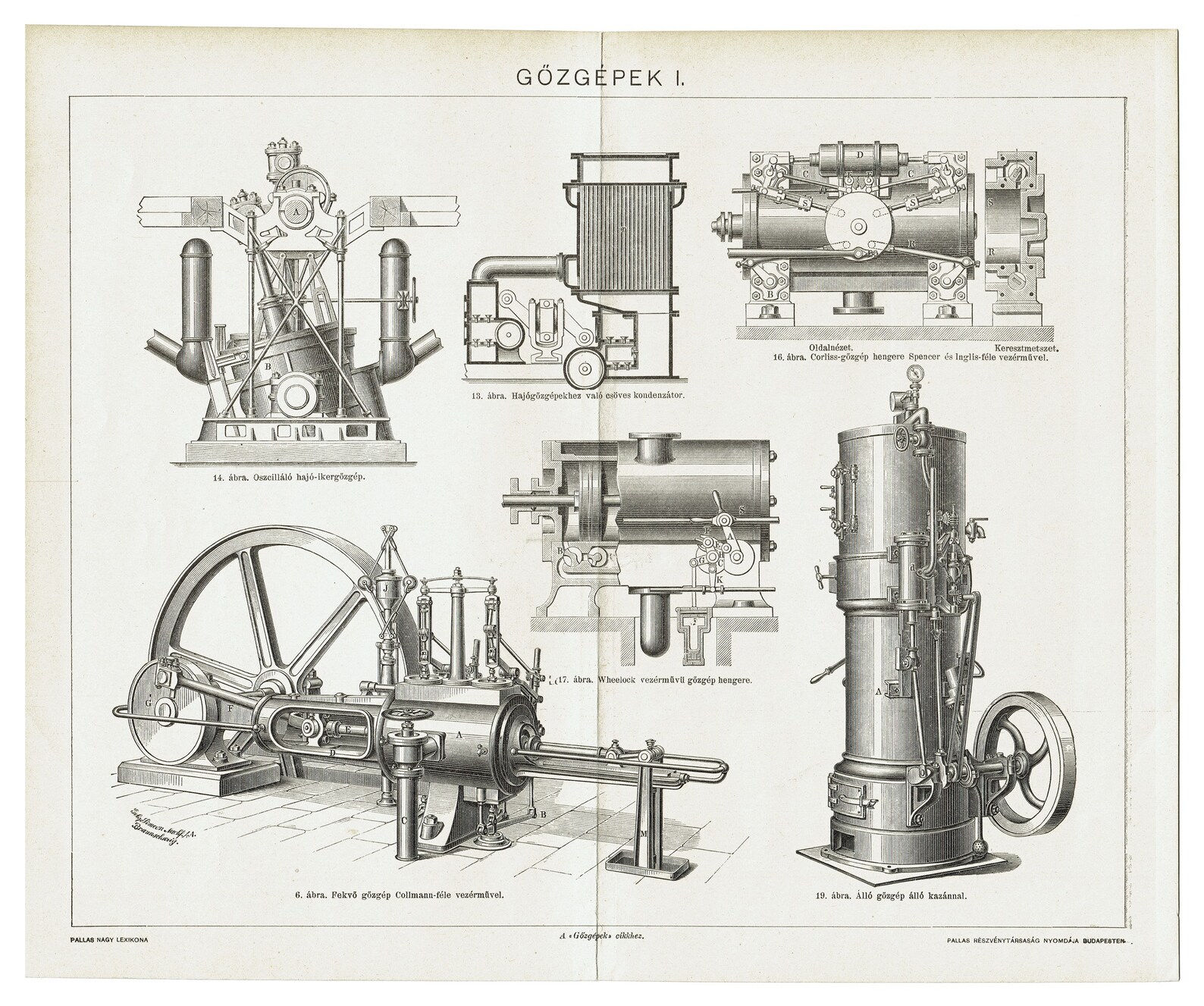 1893 STEAM ENGINES Print. Original Patent Engraving. Antique Steam ...