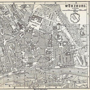 1883 Vintage ASCHAFFENBURG City Map Antique German Map Aschaffenburg ...