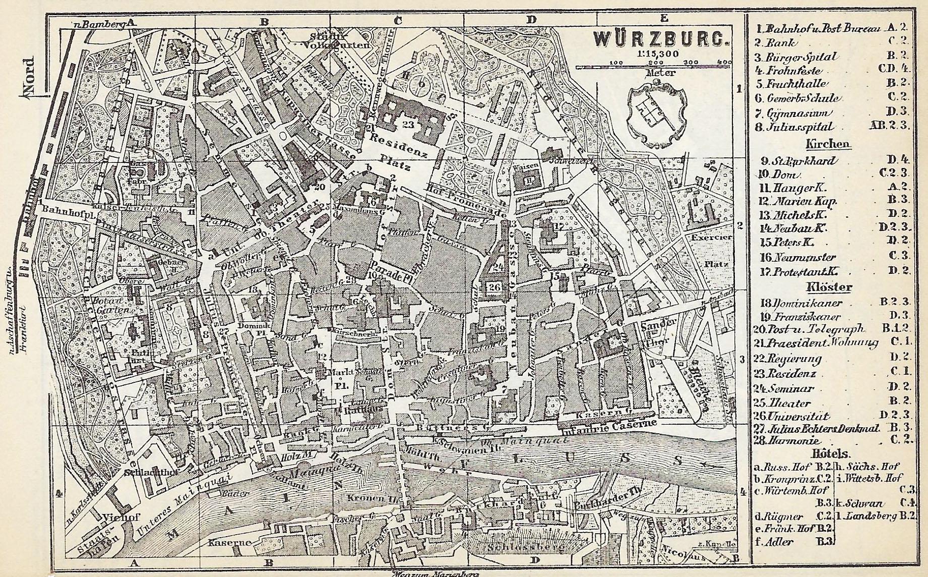 1883 Vintage ASCHAFFENBURG City Map Antique German Map Aschaffenburg ...