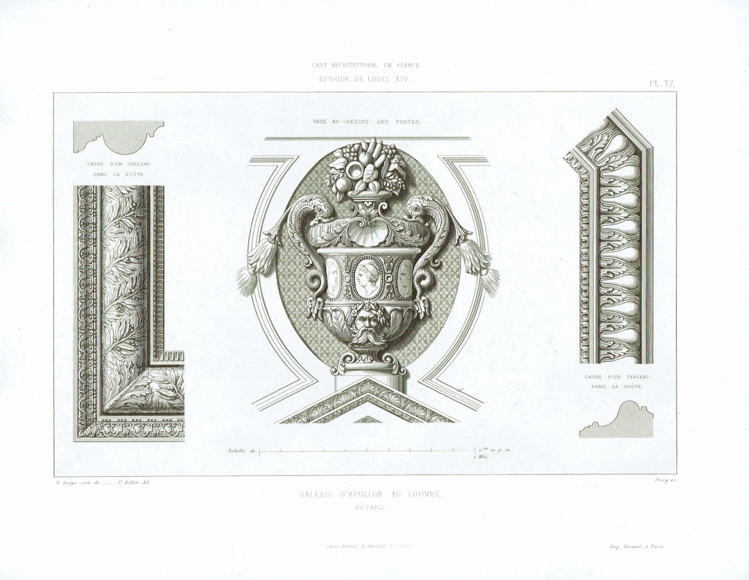1862 French Architecture Print. Original Steel Engraving. Architectural ...