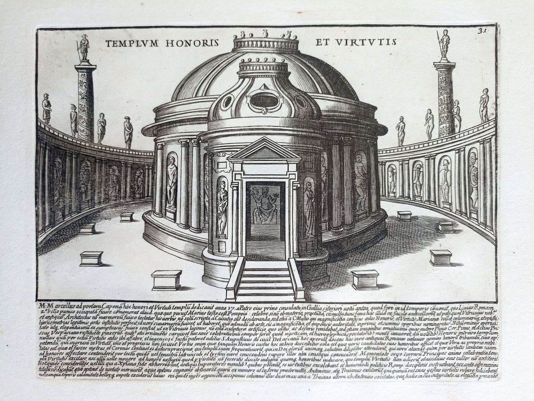 1641 Ancient ROME Antique Print Roman Temple Engraving Original Italian ...