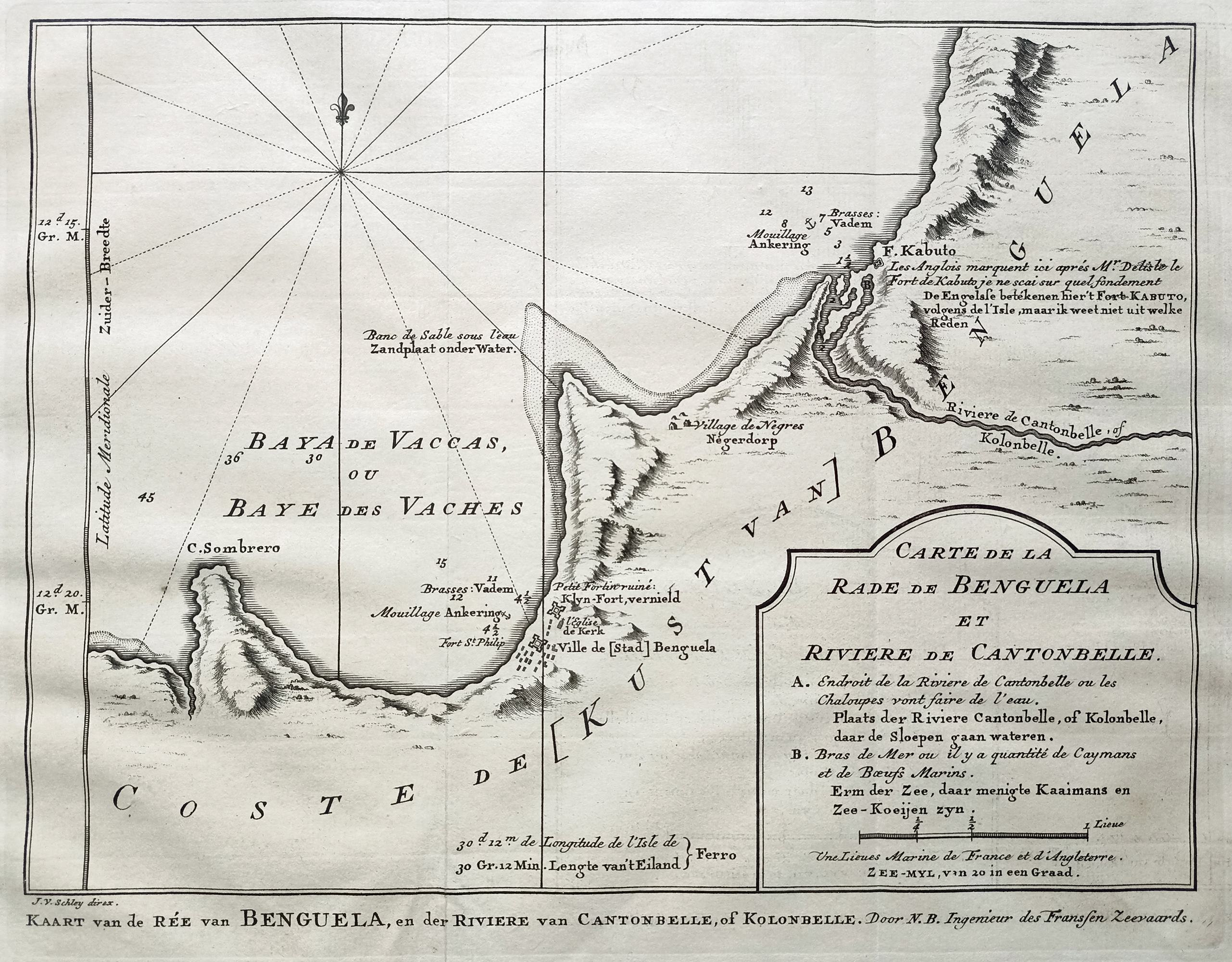 1747 Antique Africa Map Nautical Chart Benguela Bay Angola Map Antique ...
