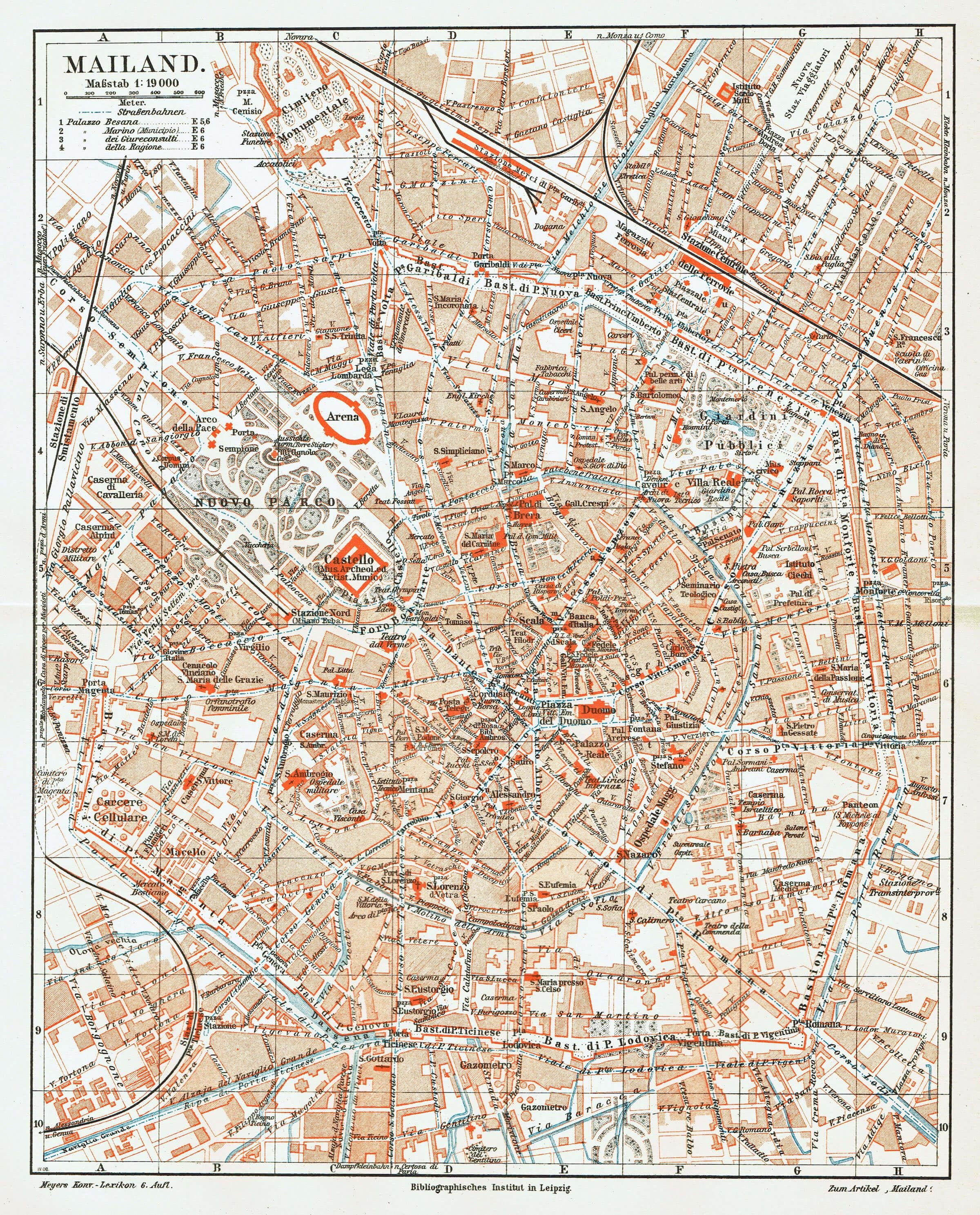 1903 Milan City Map Italian Print Antique Milan Print Vintage City Map ...