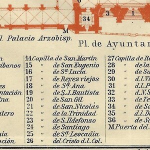 1913 TOLEDO CATHEDRAL Map Spain Antique Church Map Vintage Travel Guide ...