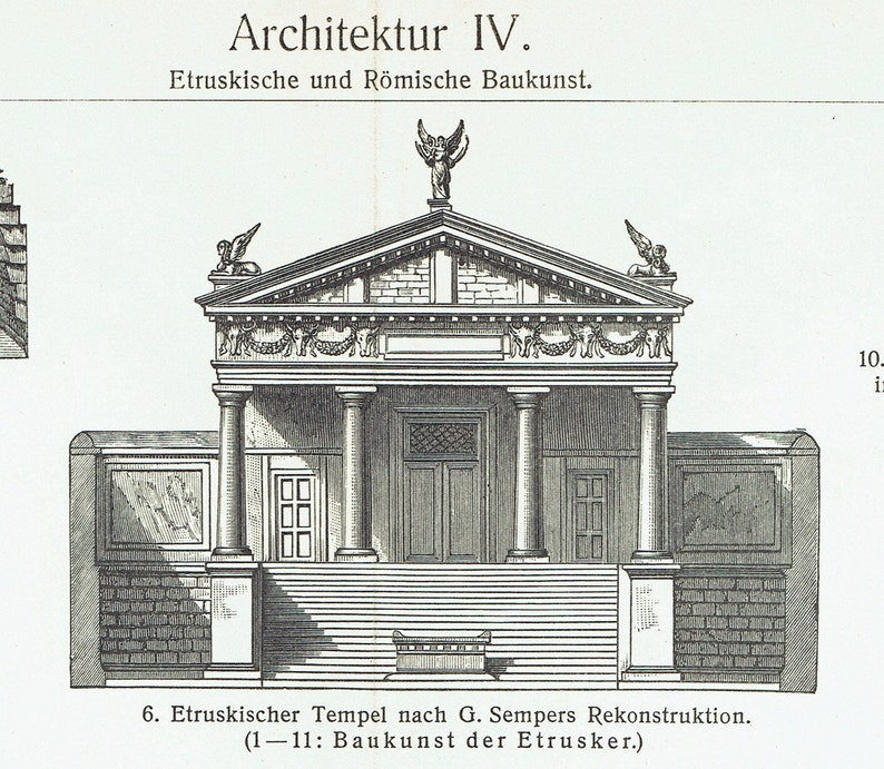 1897 Etruscan and Roman ARCHITECTURE, 19th Century Antique Engraving ...