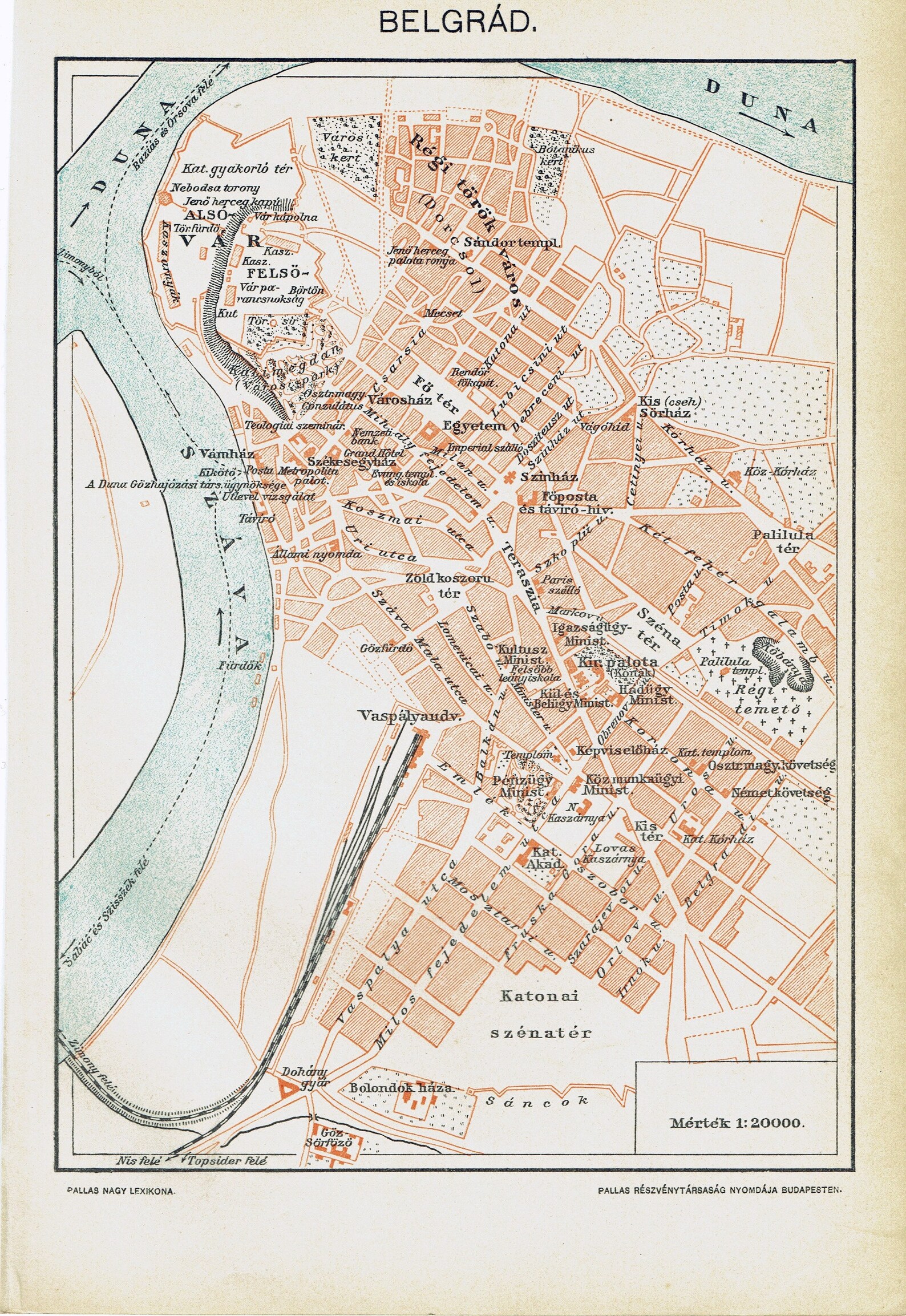 1893 BELGRADE, Serbia. Antique City Plan. Vintage City Map. 19th ...