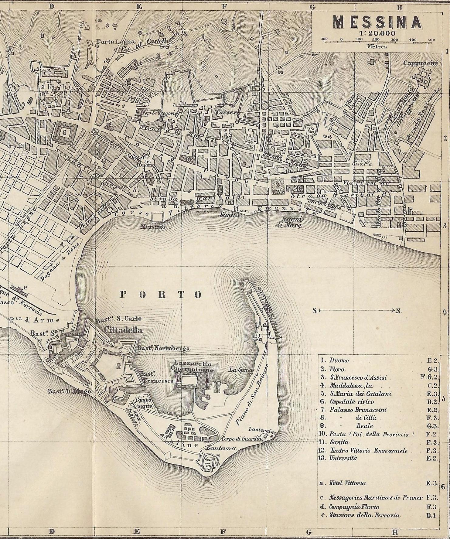 1875 MESSINA City Map Antique Sicily Map Vintage Italy Wall Art Messina ...