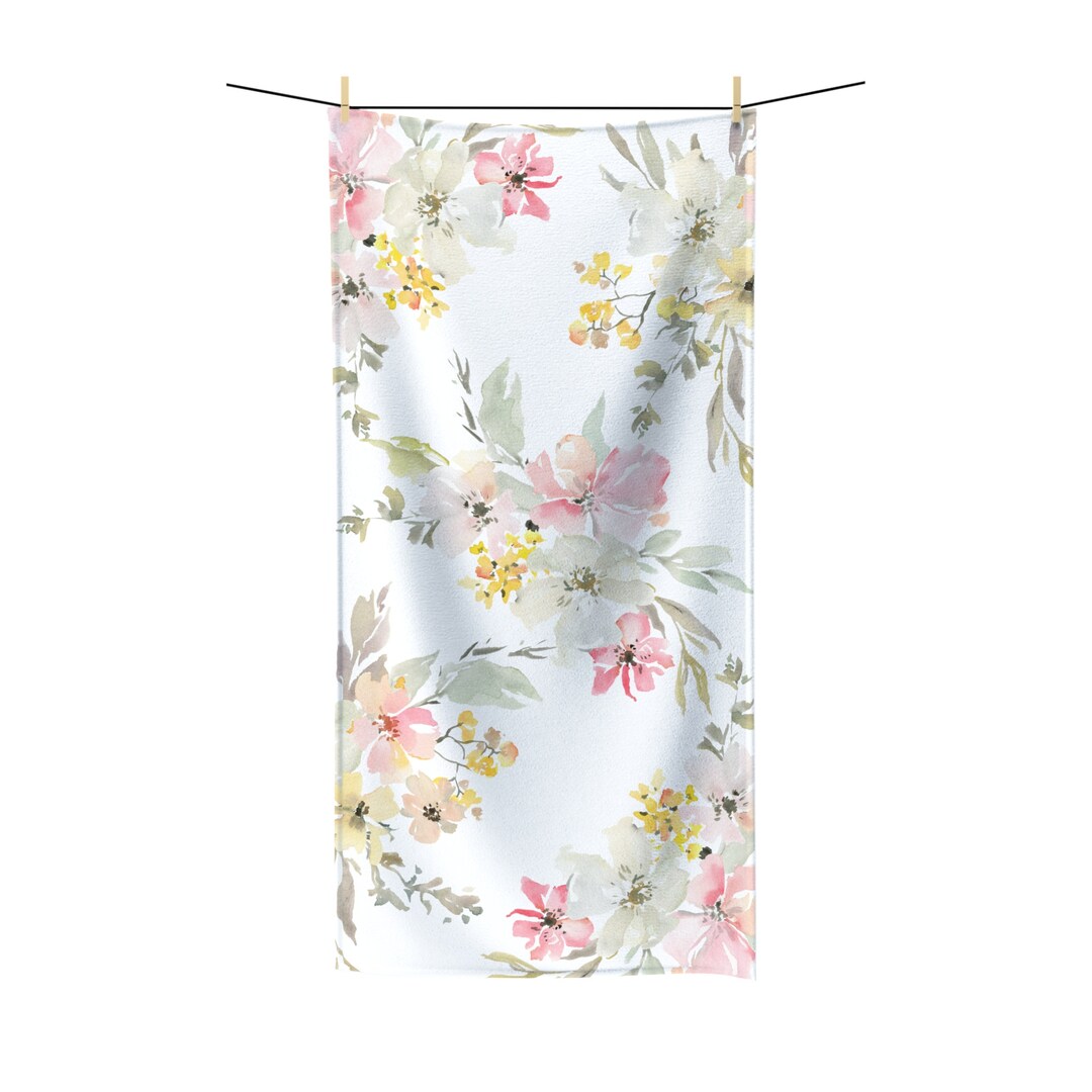 Floral Polycotton Towel, Farmhouse Bathroom, Boho Towel, Spa Towel ...