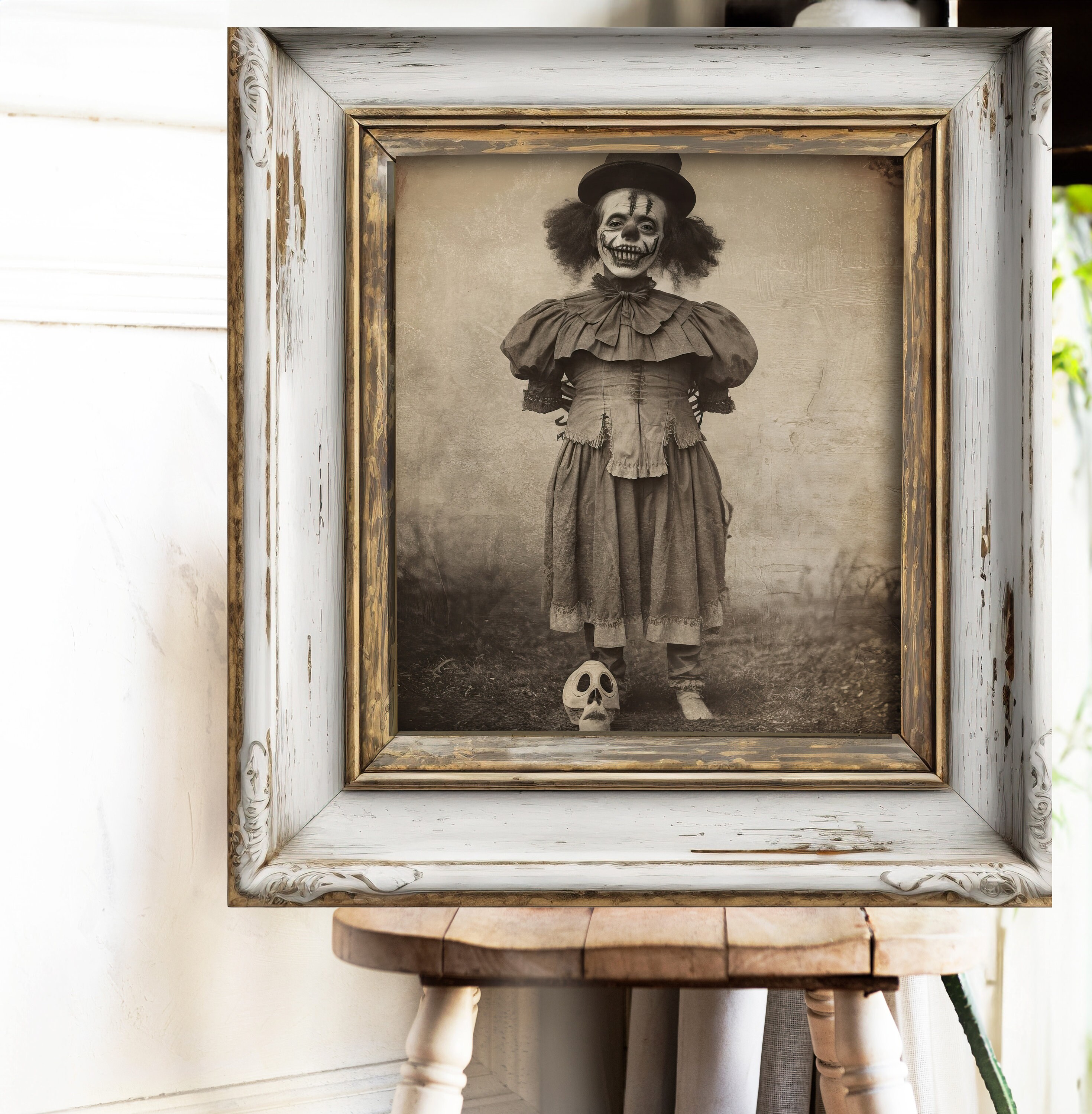 Creepy Clown Antique Circus Poster Tin Type Style Print Carnival Decor ...