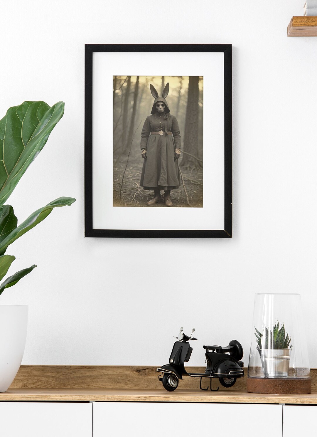 Creepy Rabbit Cult Print Antique Photo, Weird Home Decor Print, Gothic ...