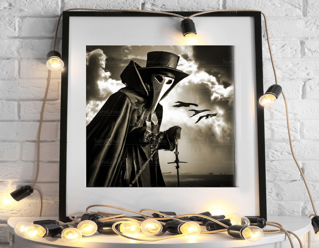 Victorian Plague Doctor Poster Wall Art Medieval Black and - Etsy