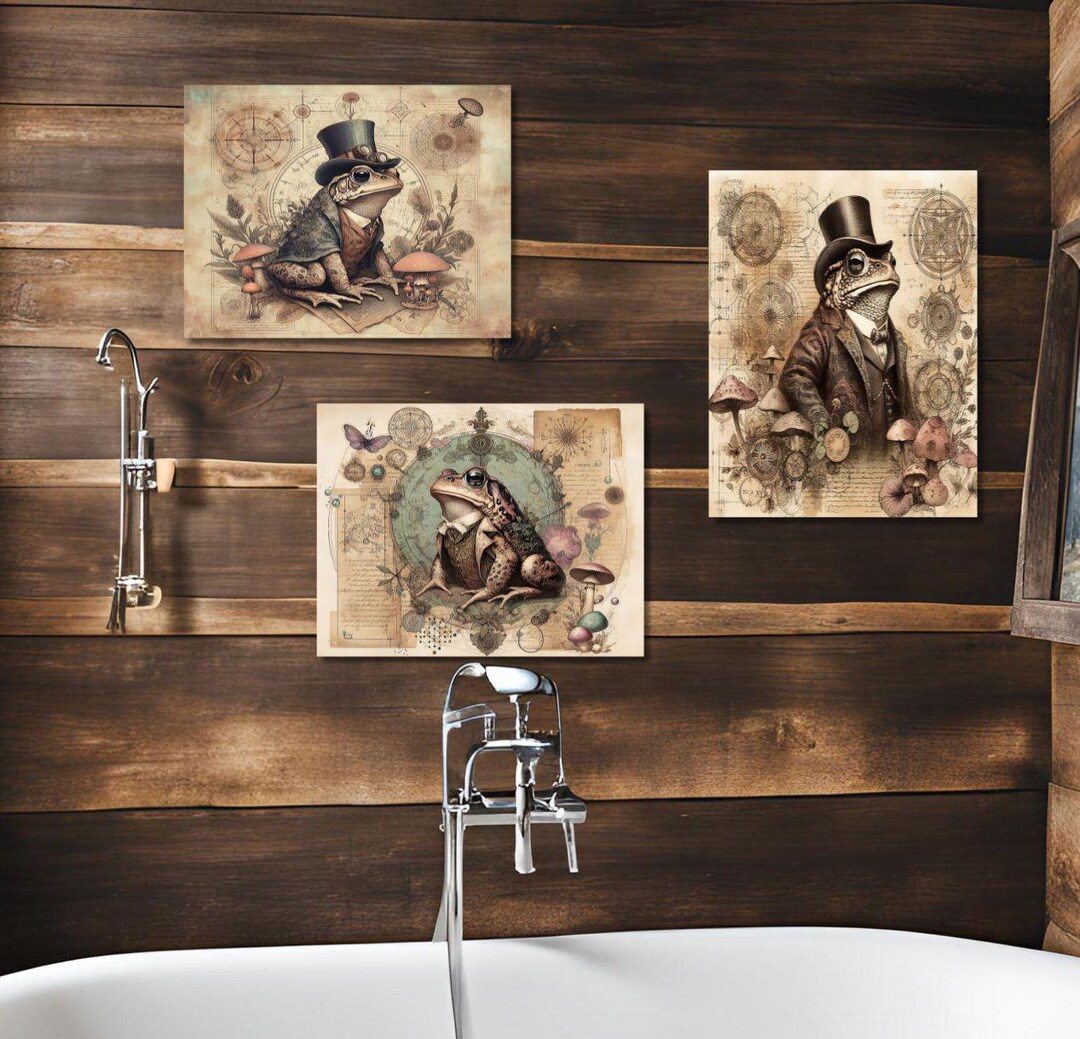 Printable Frog Wall Art Collage Vintage Bathroom Wall Decor ...