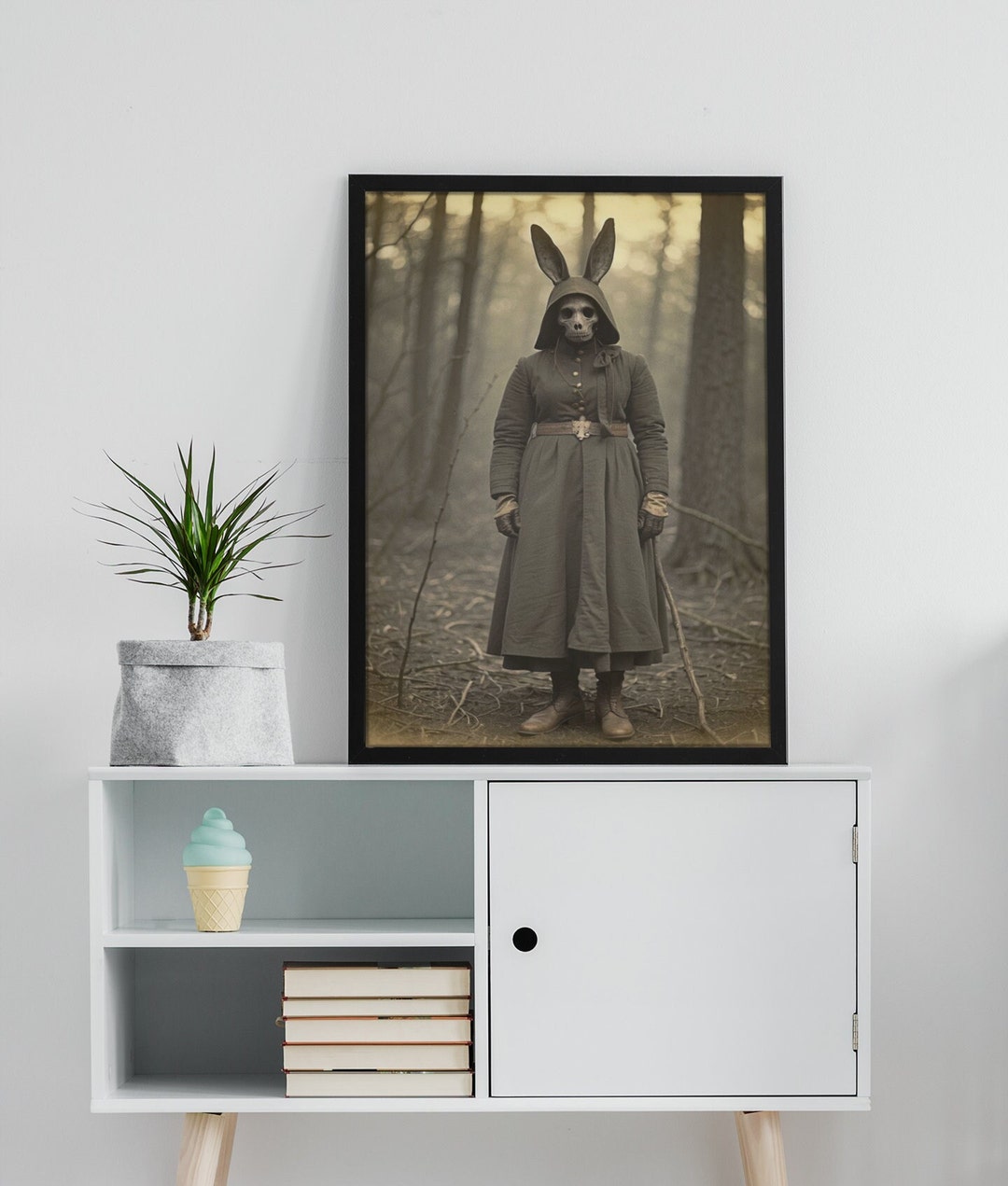 Creepy Gothic Wall Art, Rabbit Cult Antique Photo, Weird Home Decor ...