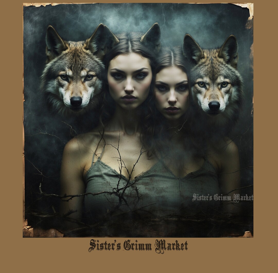 Printable Dark Surrealism Fine Art Print for Gothic Home Wolf Family ...