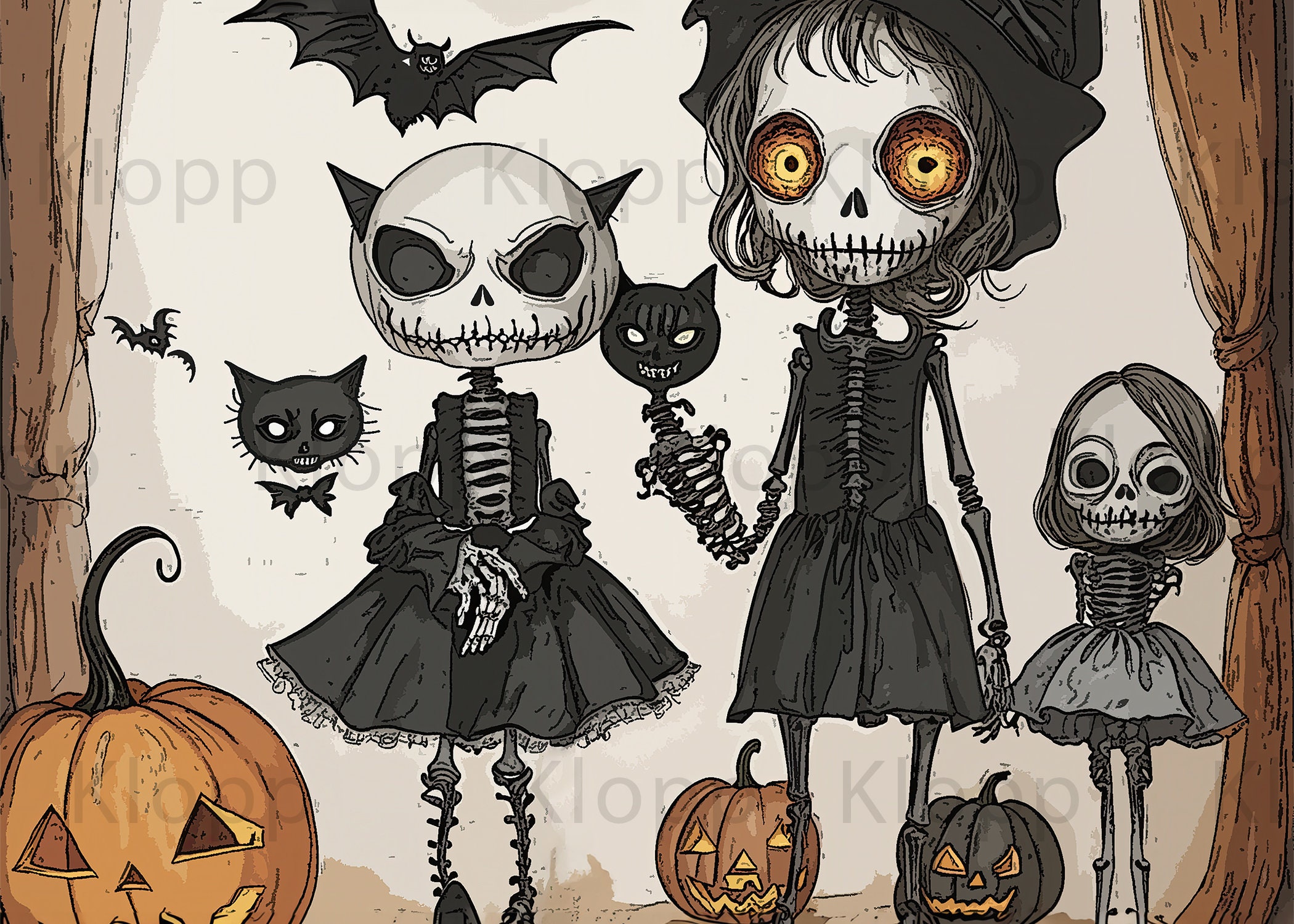 Gothic Cute and Creepy Halloween Wall Art Macabre Art - Etsy