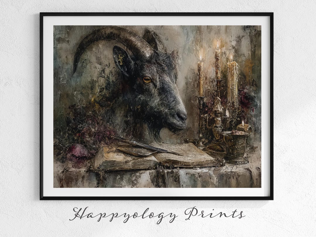 Gothic Black Goat Sorceress Table Printable Art - Dark Academia Earthy ...