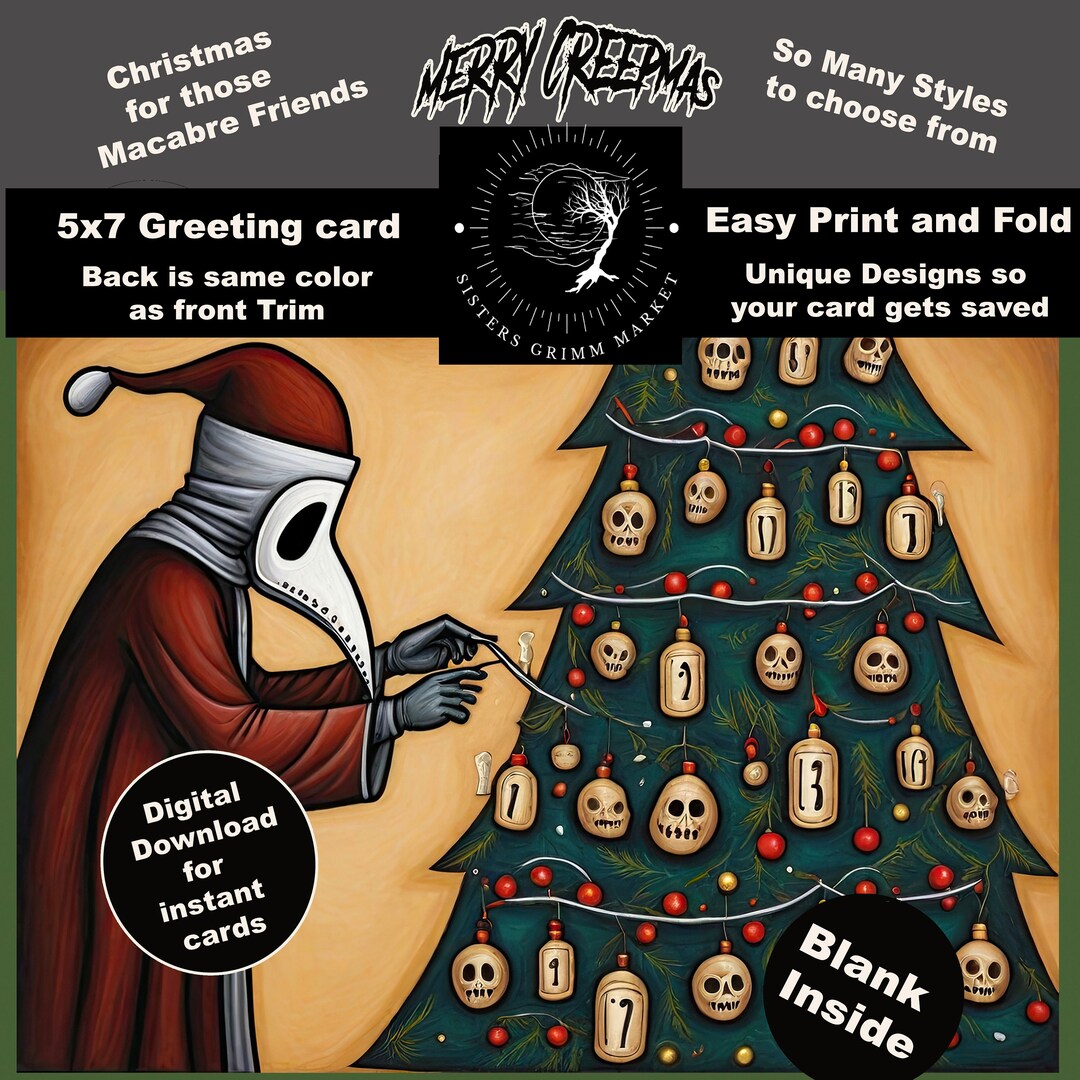 Plague Doctor Pagan Christmas Card Download Digital Print Pagan Holiday ...