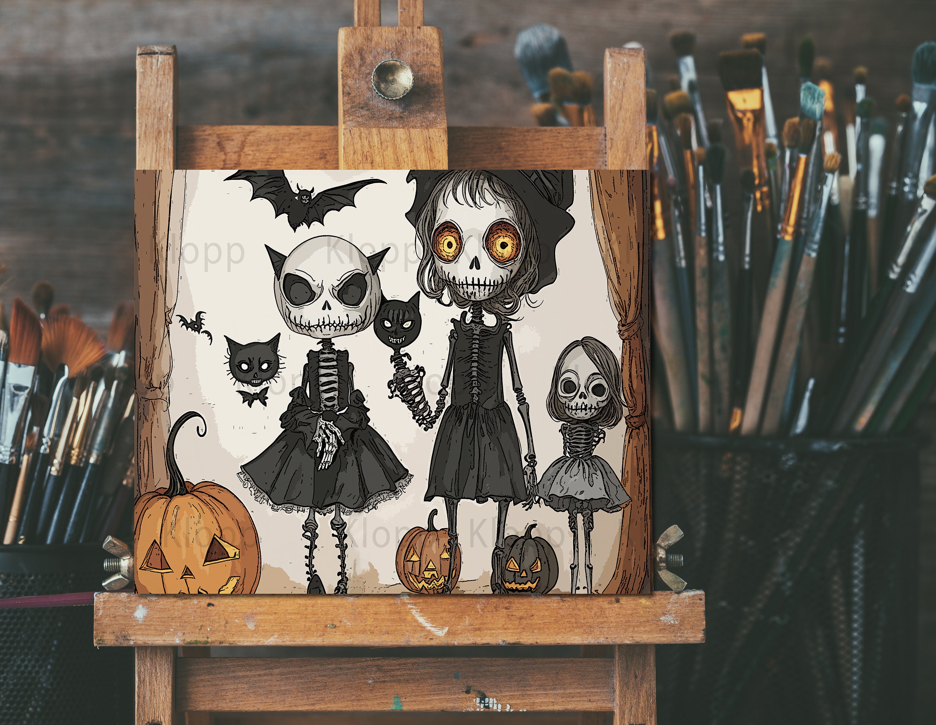 Gothic Cute and Creepy Halloween Wall Art Macabre Art - Etsy