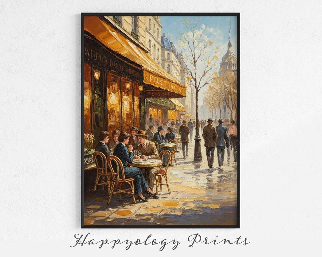 Printable Parisian Café Scene - Cozy Vintage Wall Art, Romantic ...