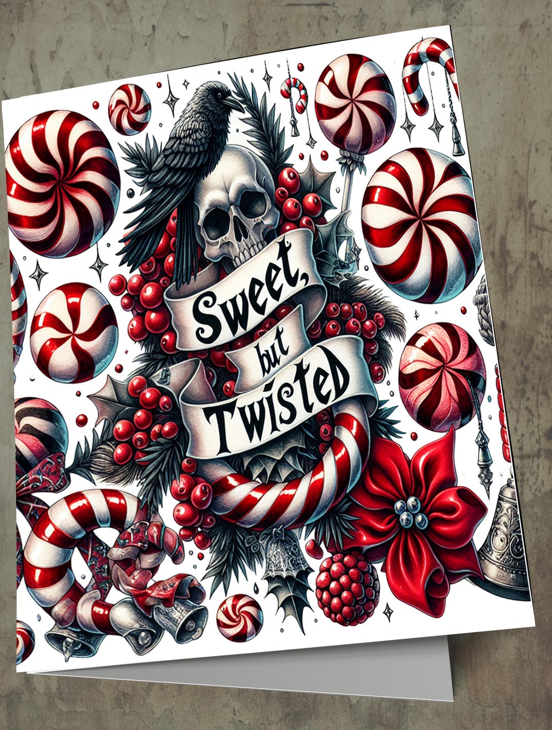 Skeleton Christmas Card, Gothic Christmas Greeting, Digital Download ...