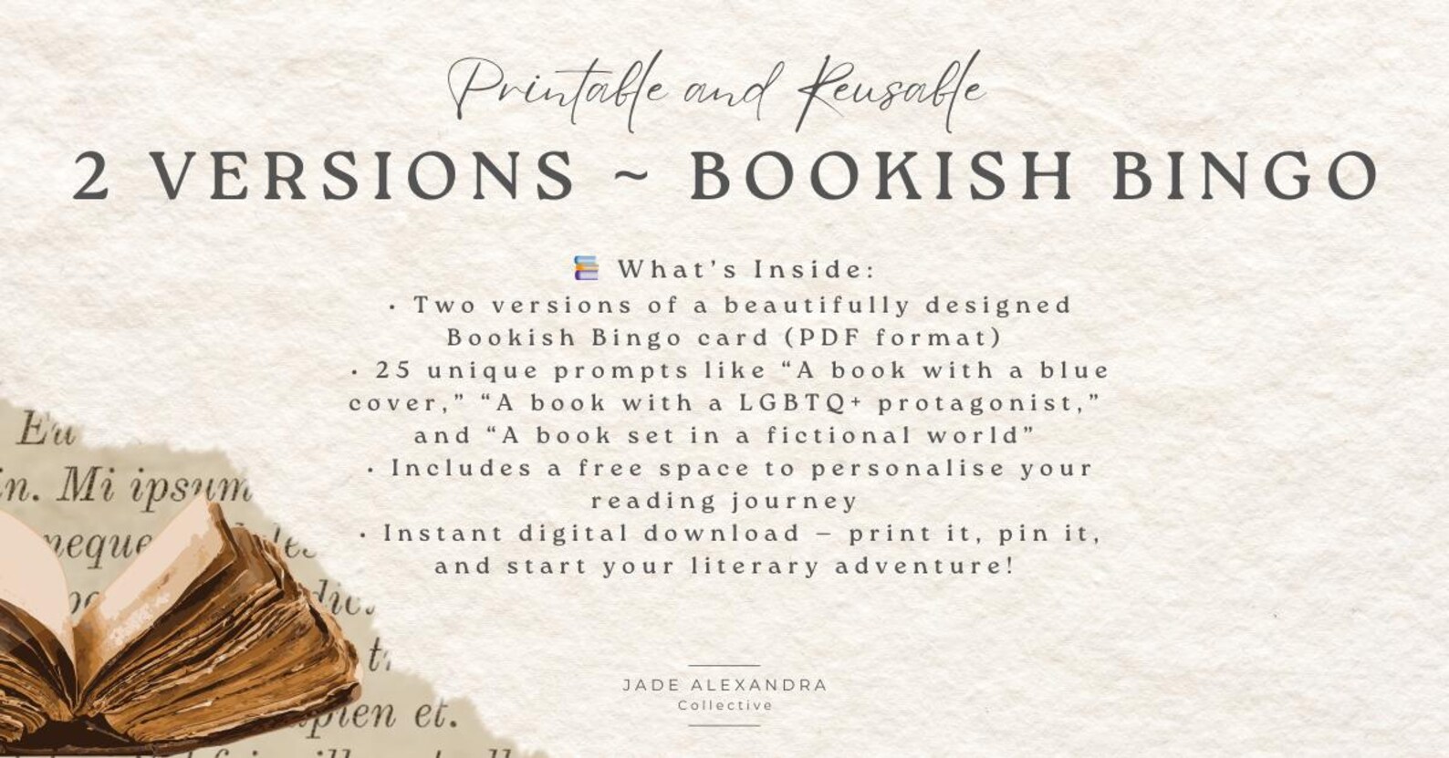 Bookish Bingo Reading Challenge: Printable TBR Game (digital Download ...
