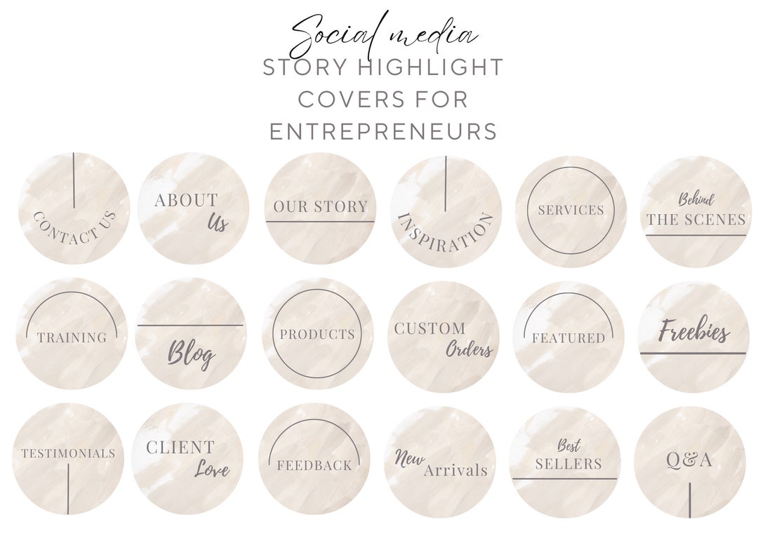Minimalist Beige Instagram Highlight Covers, 18 Modern Text Designs for ...
