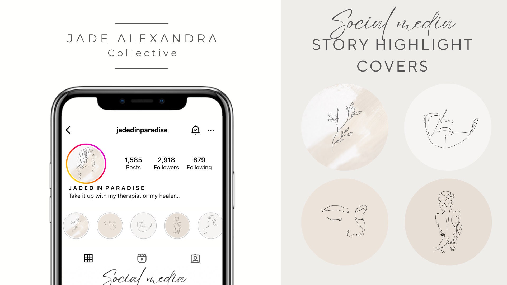 Minimalist Stone Line Art Instagram Highlight Covers, 100 Covers ...